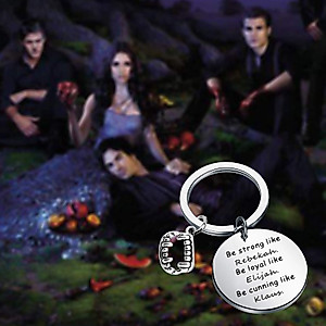 MYOSPARK V D Inspired Gift Be Strong Like Rebekah Be Cunning Like Klaus Keychain (Rebekah Elijah Klaus KC)