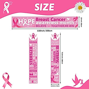 AIBIIN Breast Cancer Awareness Decorations Set Pink Ribbon Breast Cancer Awareness Fence Banner Porch Banner Kit Breast Cancer Door Banner Decorations Breast Cancer Awareness Party Supplies