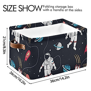 Aslsiy Toy Storage Basket Space Planet Nursery Bins Galaxy Baby Toys Box Canvas Clothes Shelf Basket Laundry Hamper Gift Basket for Home Dorm Closet 1 Pcs