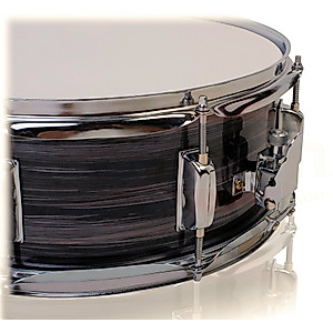 Deluxe Snare Drum by GRIFFIN | 14" x 5.5" Poplar Wood Shell with Zebra PVC Glossy Finish | Percussion Musical Instrument with Drummers Key for Students & Professionals | 8 Tuning Lugs & Snare Strainer