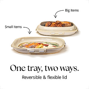 Crudités 4-Pack Portable Snack Tray | Food Containers with Reversible Stretch Lid | BPA-Free, Reusable, Freezer & Dishwasher Safe | Meal-Prep, Charcuterie, Salads, Picnic, Travel (1, Square)