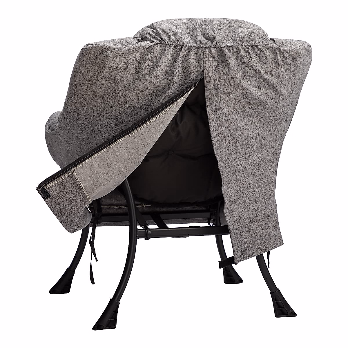 HollyHOME Modern Fabric Large Lazy Chair, Accent Oversized Comfy Reading Chair, Thick Padded Cozy Lounge Chair with Armrest, Steel Frame Leisure Sofa Chair for Living Room, Bedroom, Dorm, Stale Grey