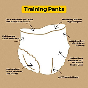 DYPER Viscose from Bamboo Toddler Potty Training Pants Girls & Boys Size 3T-4T, Honest Ingredients, Day & Overnight, Made with Plant-Based Materials, Hypoallergenic for Sensitive Skin, Unscented 24Ct