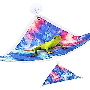 Reptile Hammock Swing Hanging Bed, Lizards Hammocks, Bearded Dragon Lounger, Terrarium with Suction Cups Habitat Decor Hammock for Climbing Chameleon Hermit Crab Lizards Birds Gecko