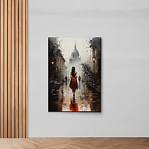 Framed Abstract city landscape Canvas Wall Art, Nature Prints Modern Home Artwork for Living Room, Nature Abstract city landscape Wall Art, Modern Living Room Decor, Abstract city landscape Wall Art