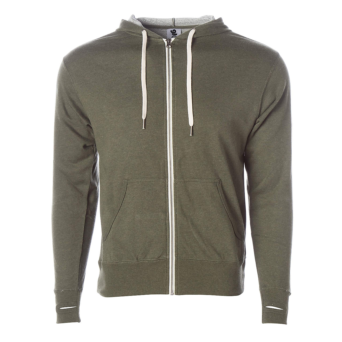 Global Blank Slim-Fit French Terry Sweatshirts for Men and Women, Lightweight Zip-Up Hoodie, Olive, XS