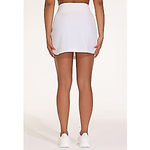 THE GYM PEOPLE Women's Golf Skort Tennis High Waist Lightweight Athletic Casual Skirts Built-in Shorts with 4 Pockets White