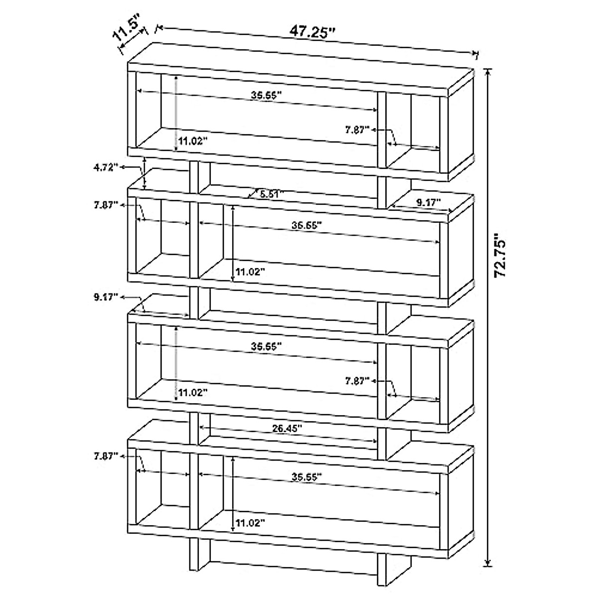 Coaster Home Furnishings Reid 4-Tier Open Back Bookcase White