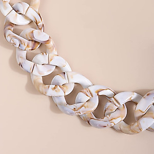 Wiwpar Acrylic Bag Strap Chain Shoulder Cross Body Purse Handbag Straps Replacement Chain White with Gold Buckle (Style 4)