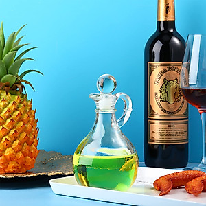 Zopeal 12 Pieces 12 oz Glass Oil and Vinegar Cruets with Stopper Bottle Dispenser Small Salad Dressing Container Round Jar Glass Serving Syrup Bottles with Handle for Sauce Water Olive Oil