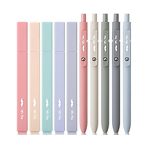 Mr. Pen- Aesthetic Highlighters and Gel Pens No Bleed, 10 Pack, Morandi Color Bible Highlighters No Bleed, Black Ink Bible Pens, Highlighter Pens, No Bleed Highlighters for Bibles, Bible Pens