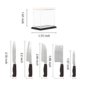 Hiawbon 1:6 Scale Miniature Kitchen Knife Set with Knife Shelf 5-Piece Mini Cooking Knives with Plastic Knife Storage Box for Mini House Kitchen Furniture Accessories
