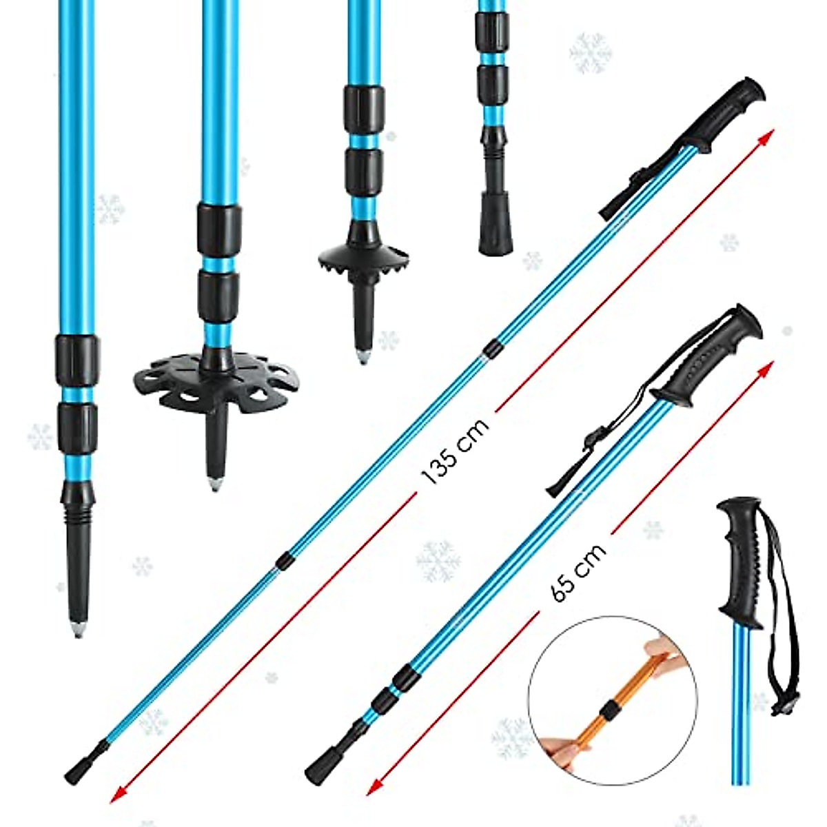 TLGREEN 3-in-1 Snowshoes for Men Women Youth Kids, Aluminum Alloy Snow Shoes with Trekking Poles and Carrying Bag, Lightweight Snow Shoes Easy to Wear, Size 25''/30''