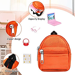 20 Pieces Doll Travel Accessories Include Mini Laptop Scene Simulation Doll Backpack Bag with Zipper Mini Headsets Toy Sunglasses Mini Book for 1/12 1/6 Scale Dolls House Decoration (Elegant Style)