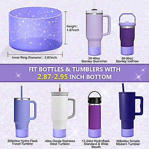 WUQID Protective Bling Silicone Boot Sleeve, Compatible with Stanley Tumbler 20-40oz & Hydro Flask Bottle 12oz-24oz, Glitter Reduces Dents Sleeve Cover for More Bottles/Tumblers Bottom of 2.83-2.95in