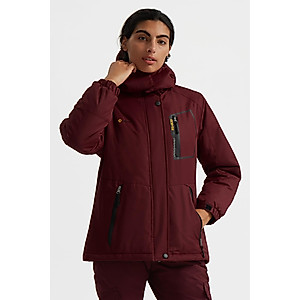 GEMYSE Women's Mountain Waterproof Ski Snow Jacket Rain Winter Jacket Coat Hooded Windproof Parka(Wine Red,Medium)