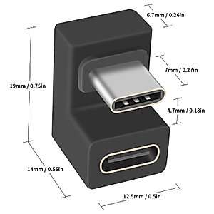 Poyiccot USB C U Shape Adapter, (3Pack) USB C 180 Degree Adapter, 10Gbps USB C to USB C Extension Adapter (Type-C 3.1 Gen 2) for Mobile Phone, Laptop