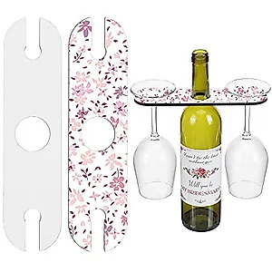 Jetec Wine Glass Holder Sublimation Blank Glass Holder Under Cabinet Stemware Wine Glass Holder Glasses Storage Holder DIY Picture Sublimation MDF Blanks for Couple Lovers Friends (2)