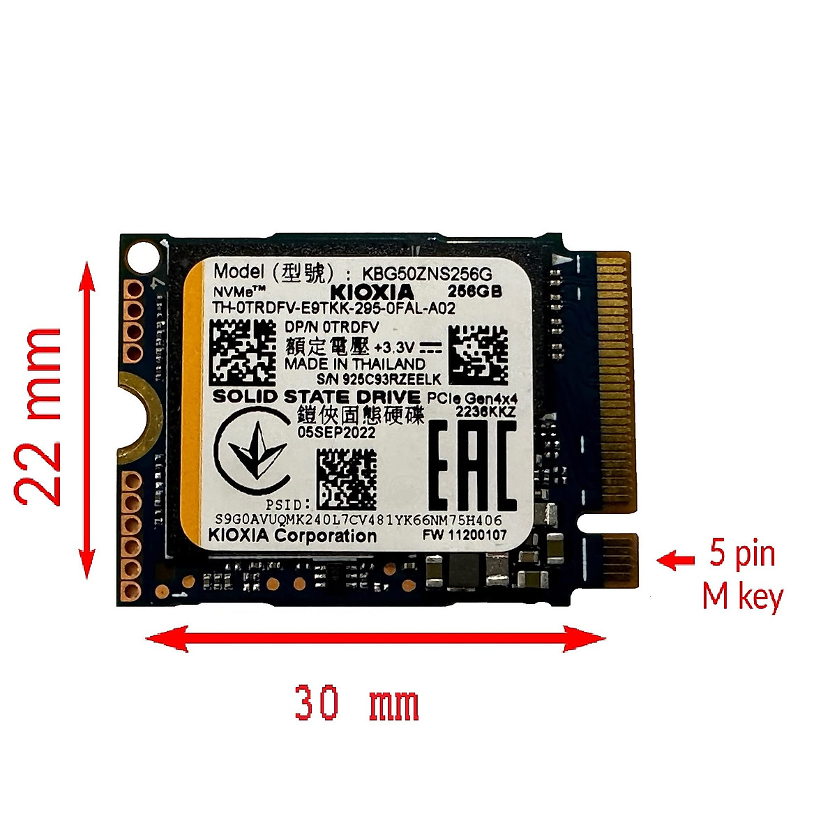 OEM Kioxia 256GB M.2 PCI-e NVME SSD Internal Solid State Drive 30mm 2230 Form Factor M Key Steam Deck