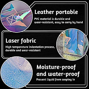 inheming Iridescent Clear Tote Bags, Fashion Holographic Clear Handbag for Women Christmas Gift, Large Transparent Stadium Concert Work Bag