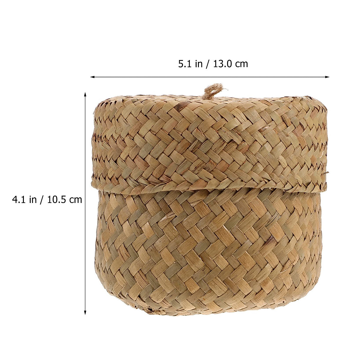 Zerodeko Seagrass Basket with Lid Mini, Handmade Woven Flower Basket With Lid Wicker Shelf Basket Bin Woven Storage Box Small Storage Favor Box Woven Seagrass Basket