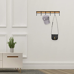 ANGOSUFI Kitchen Utensil Rack, Wall Hooks Rack Kitchen Rail, Wall Mounted Accessory Hanger with 6 Hooks for Kitchen Bathroom Bedroom, Pack of 2