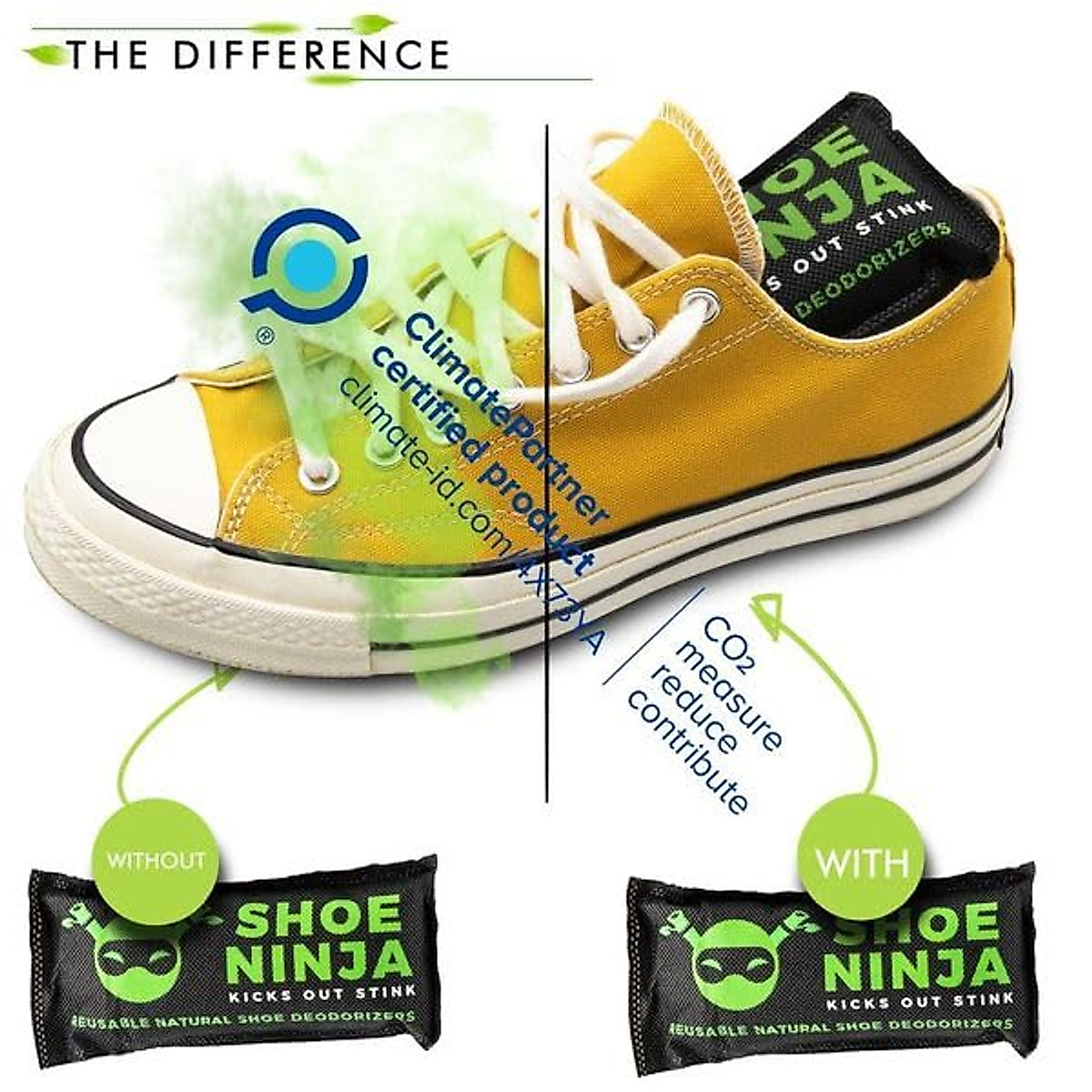 Shoe Deodorizer Inserts - Shoe Odor Eliminator - Activated Charcoal to Absorb Shoe Smell - Pack of 2 Shoe Smell Eliminator with Nail Clippers