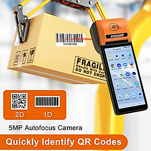 symcode POS PDA Receipt Printer 58mm High Speed Thermal Printer with Android 12 5.5’’ Touch Screen.with Lanyard, Removable Battery Logistics Mangement NFC.2G.3G.4G WiFi 3GB Ram+16GB ROM