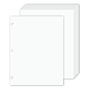 3 Hole Punched White Cardstock – Durable and Thick 80lb (216gsm) Card Stock | 8.5 x 11 Inches | 50 Sheets per Pack