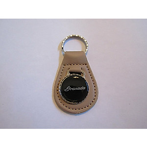 1975 1976 1977 1978 1979 1980 1981 1982 GRANADA SCRIPT LOGO LEATHER KEYCHAIN - BEIGE