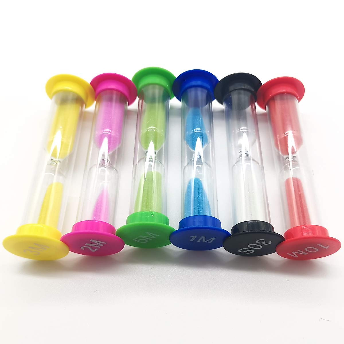 TIHOOD 24PCS Sand Timer Assortment Plastic Sand Clock Timer 30s / 1min / 2mins / 3mins / 5mins / 10mins for Adult Kids in Classroom Kitchen Games Office