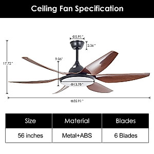 GDLT Farmhouse Ceiling Fan Chandelier, 56" Rustic Brown Ceiling Fan Light with Reversible Motor, with Remote Vintage 6 Blades Ceiling Fan Chandelier for Patio, Living Room, Dining Room