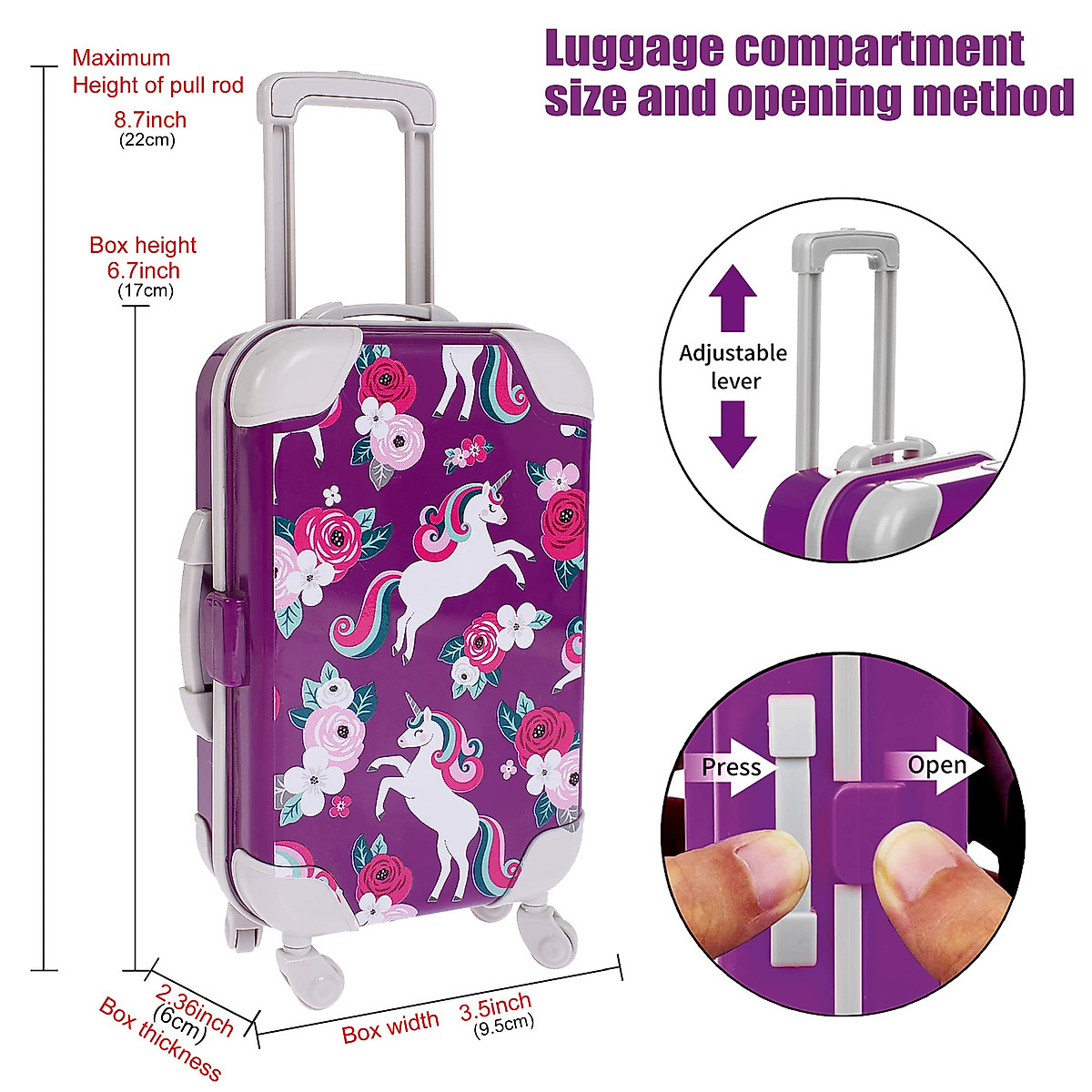 25pc 18 inch Girl Doll Clothes and Accessories Travel Case Luggage School Play Set with Pillow Camera Sunglasses for 18 inch Dolls Travel Storage for Girls (No Doll)