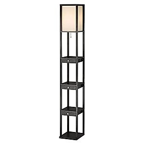 Adesso 3450-01 Murray Three Drawer Shelf Lamp, 72 in., 150W Incandescent/ 150W CFL, Black PVC Veneer on MDF, 1 Floor Lamp