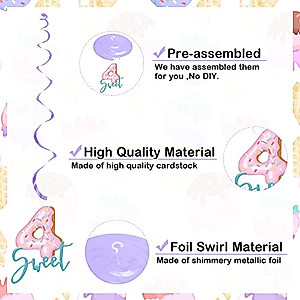 Four Ever Sweet Ice Cream Birthday Party Decorations, 20Pcs Ice Cream Party Hanging Swirl Decorations for Kid Ice Cream Fourth Birthday Party Girl Donut 4th Birthday Party Ceiling Hanging Streamers