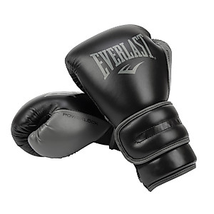 Everlast Powerlock 2 Hook & Loop Pro Training Gloves | Fight Training Gloves | Hook and Loop with Five-Layer Foam & Wrist Support | Heavy Bag & Fitness Training (Black/Gray,16Oz)