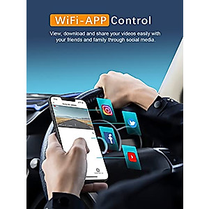 Dash Cam WiFi FHD 1080P Car Camera, Front Dash Camera for Cars, Mini Dashcams for Cars with Night Vision, 24 Hours Parking Mode, WDR, Loop Recording, G-Sensor, APP, Support 128GB Max