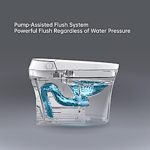 Bolina Tankless Smart Toilet with Build in Bidet Auto Lid Open/Soft Close Modern Electric Toilet,One Piece Elongated Standard Height Smart 12-in Rough-In Toilet