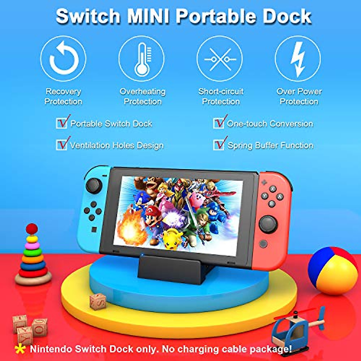 Ponkor Docking Station for Nintendo Switch/Nintendo Switch OLED, Charging Dock 4K HDMI TV Adapter Charger with USB 3.0 Port Compatible with Official Nintendo Switch Dock (No Charging Cable)