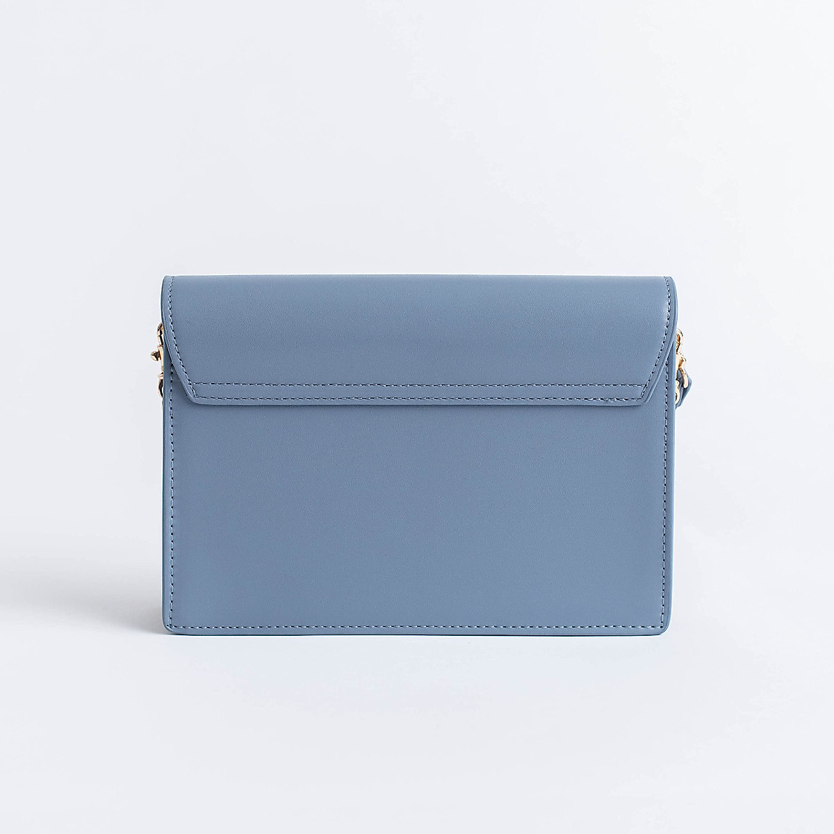 Kardinal Fashions Blue Clutch Purse for Women, Designer Handbag, Vegan Leather Fashion Envelope Style Hand Bag w/Wristlet Strap and Gold Crossbody Chain from (Arctic Powder Blue)