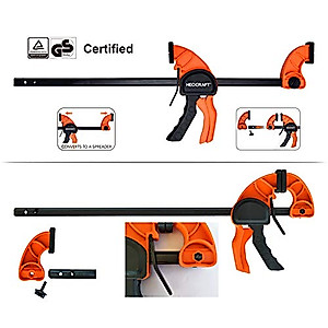 Quick Release Ratchet Bar Clamps for Woodworking (2 Pieces Set 24'') - Light Duty Adjustable One-Handed Clamp for Woodworking & Furniture Manufacturing & Assembly