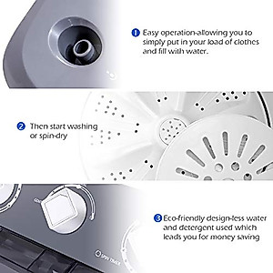 Giantex Washing Machine, Twin Tub Washer and Dryer Combo, 20Lbs Capacity (12Lbs Washing and 8Lbs Spinning), Compact Portable Mini Laundry Washer for Apartment, Semi-Automatic, Inlet and Drain Hose