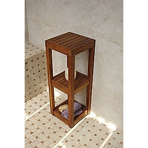AquaTeak The Original Sula Square Three Tier Teak Bath Stand