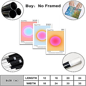 Multicolor Gradient Aura Angel Numbers Poster Sets Inspirational Quotes Room Aesthetic Canvas Wall Abstract Minimalist Art Paintings Y2k Style Room Wall Decor for Bedroom Office (B,3P 12 x 16 in Unframed)