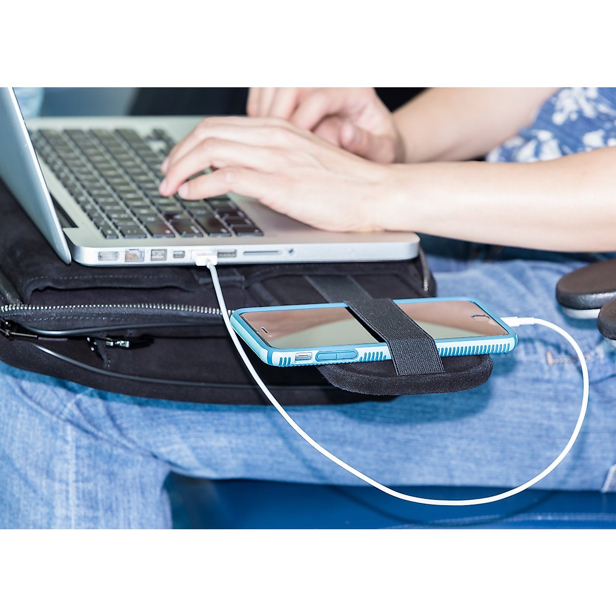 Portable Laptop Lap Desk & Sleeve in One | TaboLap Computer Sleeve Convertible to a Non-Slip LapDesk w/a Bottle Cup Holder & 2 Retractable Trays to Left/Right | 13 Inches | Black Neoprene