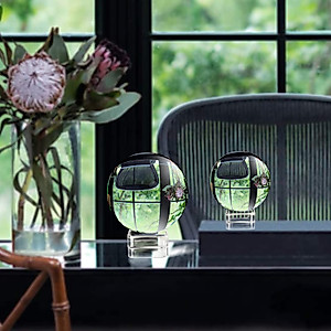 SPOKKI 2 Pack Crystal Ball with Stand for Photography, 2.36in/3.15in K9 Crystal Lens Ball Photography Accessories, Large Crystal Ball with Pouches and Cleaning Cloths, Fortune Telling Ball Prop