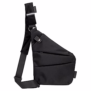 LELEBEAR Personal Flex Bag for Men Woman, Adjustable Shoulder Strap Anti-Theft Chest Bags for Outdoor Jogging Sports Waterproof (Black, Right)