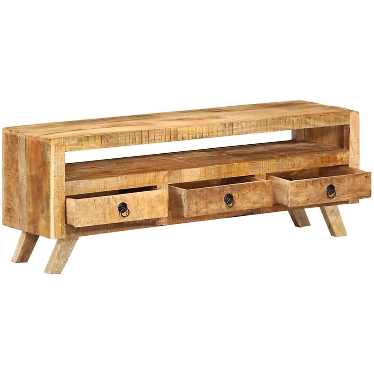 vidaXL Solid Mango Wood TV Unit - Versatile and Stylish Wooden TV Stand with Spacious Drawers and Shelf - Durable, Polished, and Painted - 43.3"x11.8"x15.7" Dimensions