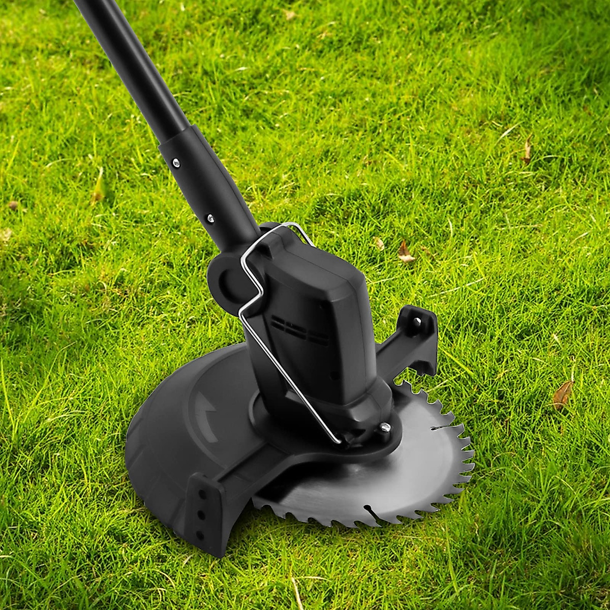 300W Cordless Grass Cutter, Electric Rechargeable Grass Trimmer with Brushless Motor, 6000Rpm No-Load Speed, 1500Mah Battery Powered Handheld Weed Wacker Edge String Trimmer for Garden Lawn Yard