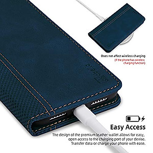 AKABEILA for Oppo Reno 6 Pro Plus 5G Case Luxury PU Leather Flip Wallet Case Card Holder Magnetic Closure Kickstand Shockproof Women Men Mobile Phone Cover for Oppo Reno 6 Pro 5G 6.55" Blue